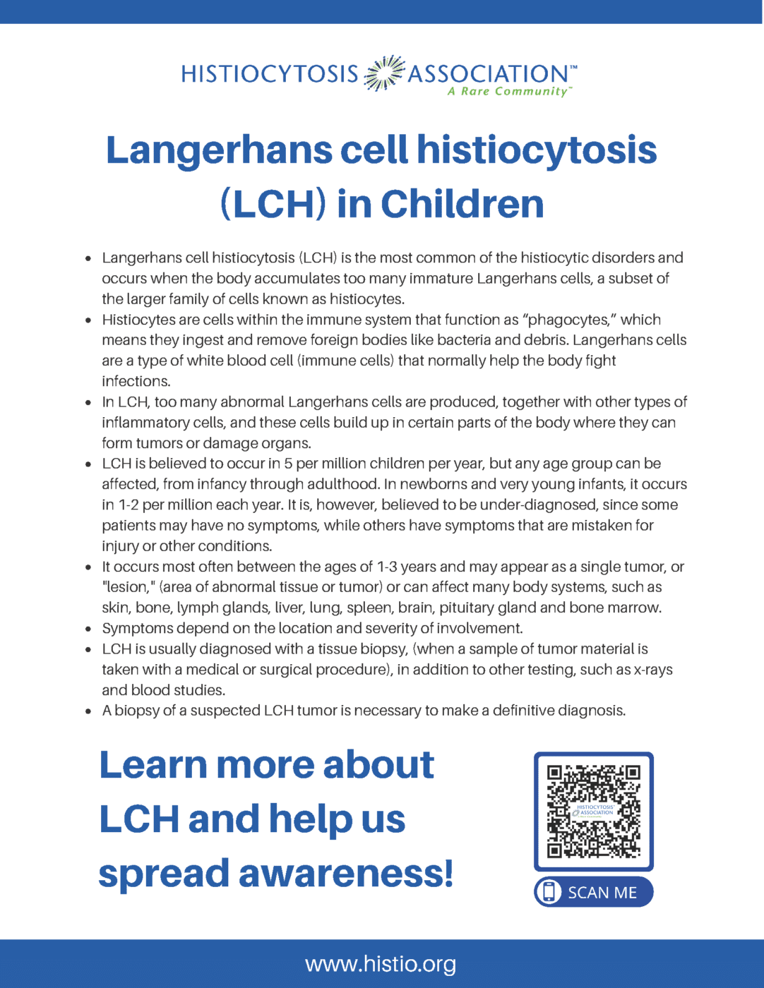 LCH In Children Fact Sheet And QR Code | Histiocytosis Association